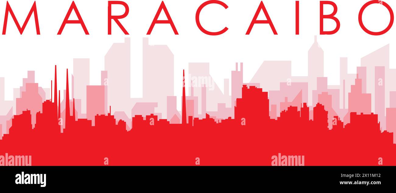 Red panoramic city skyline poster of MARACAIBO, VENEZUELA Stock Vector ...