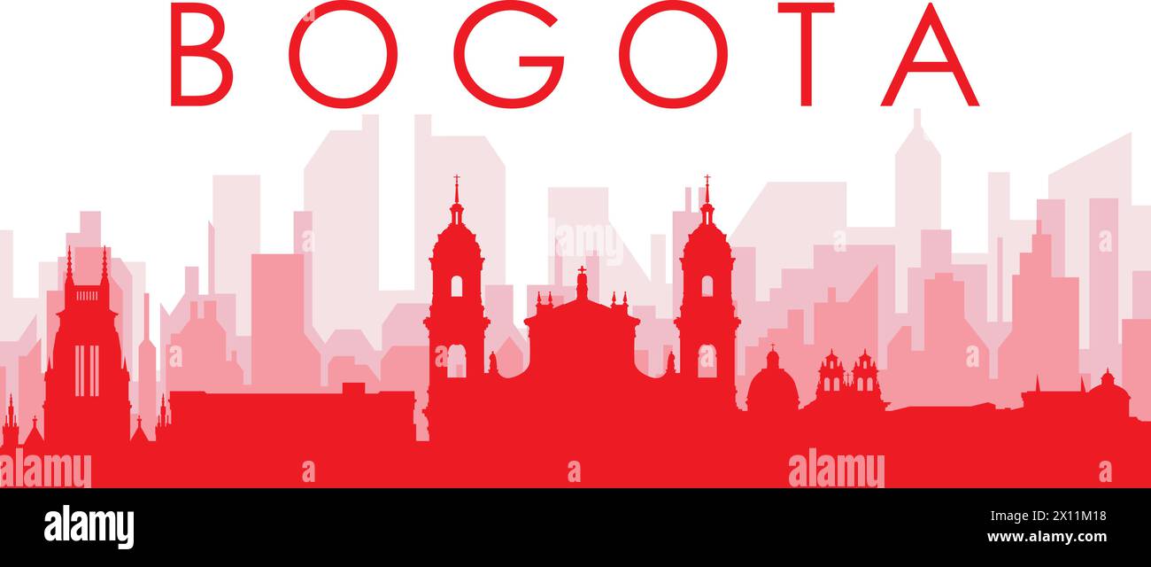 Red panoramic city skyline poster of BOGOTA, COLOMBIA Stock Vector ...