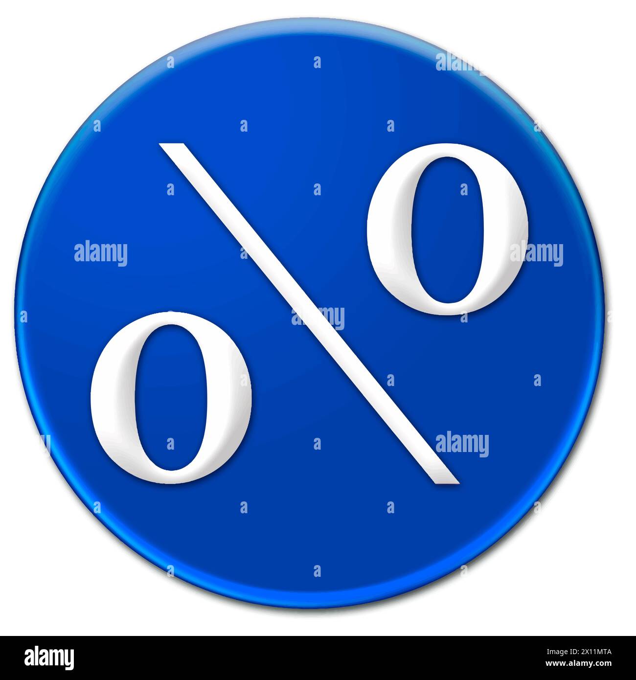 White per cent symbol on a blue glassy button vector illustration Stock ...