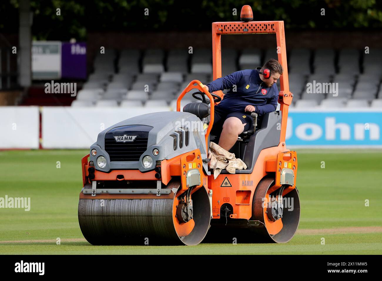 Pitch rolling during Essex CCC vs Kent CCC, Vitality County ...