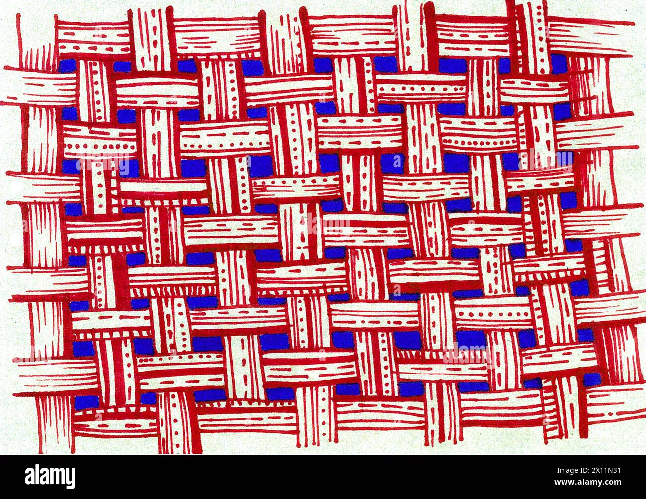 Abstract grid background of red color on white with blue highlights ...
