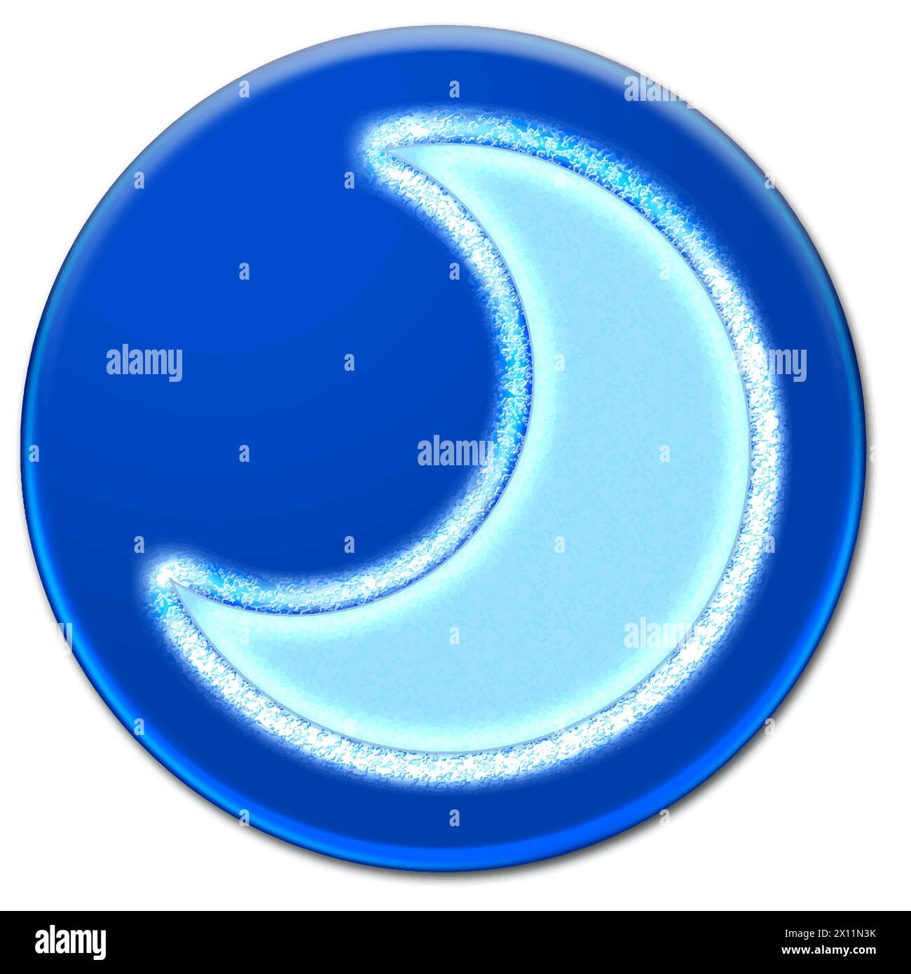 Illustration of frozen moon on a blue button isolated over white ...