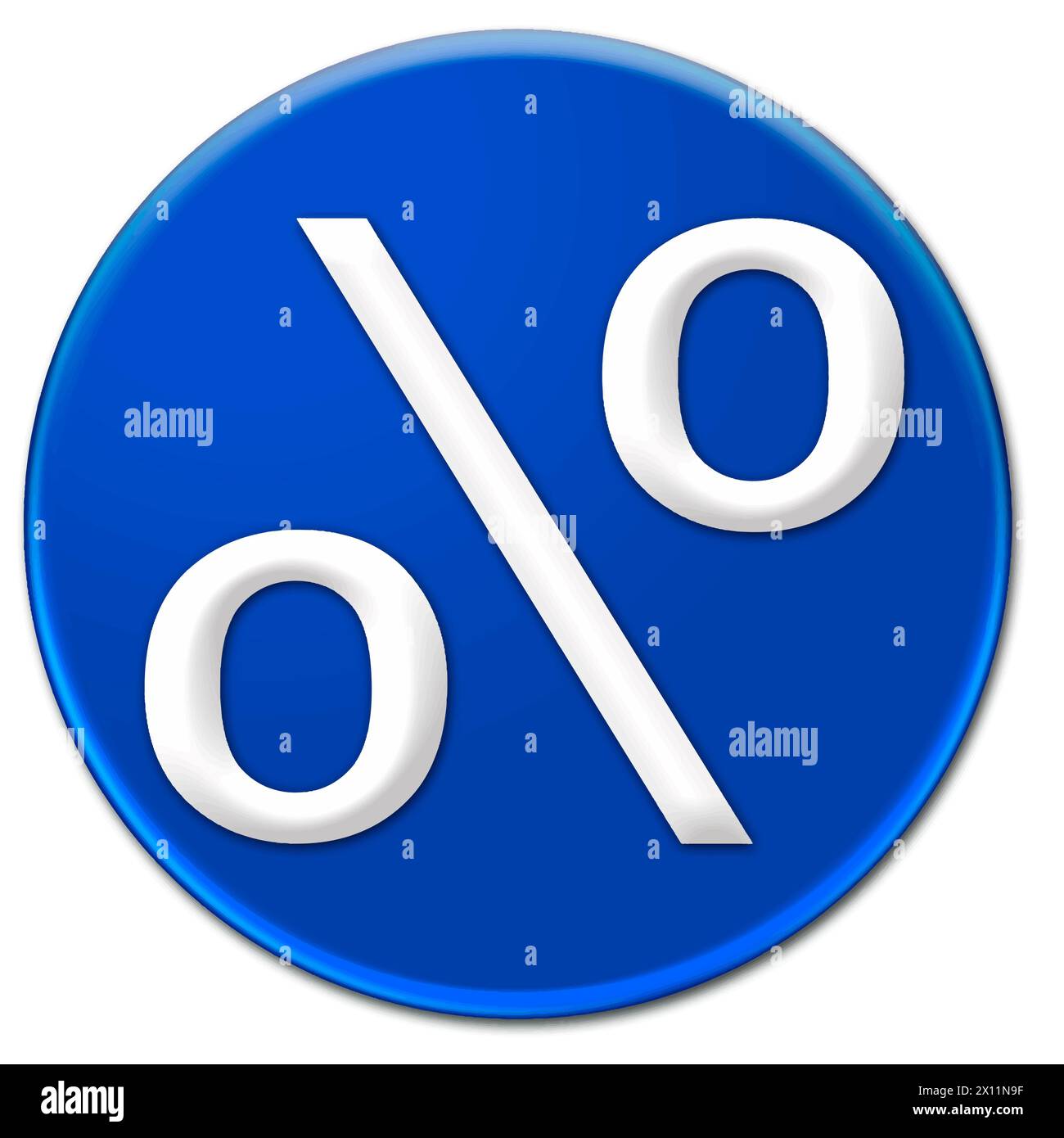 White per cent symbol on a blue glassy button vector illustration Stock ...