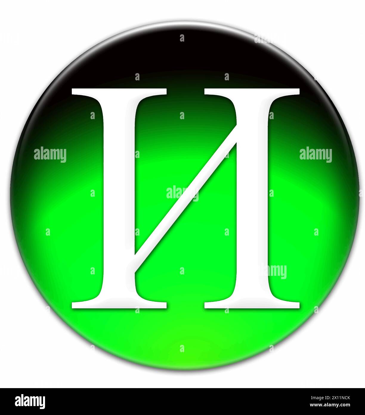 Letter "I" in Russian Times New Roman font type on a green glassy ...