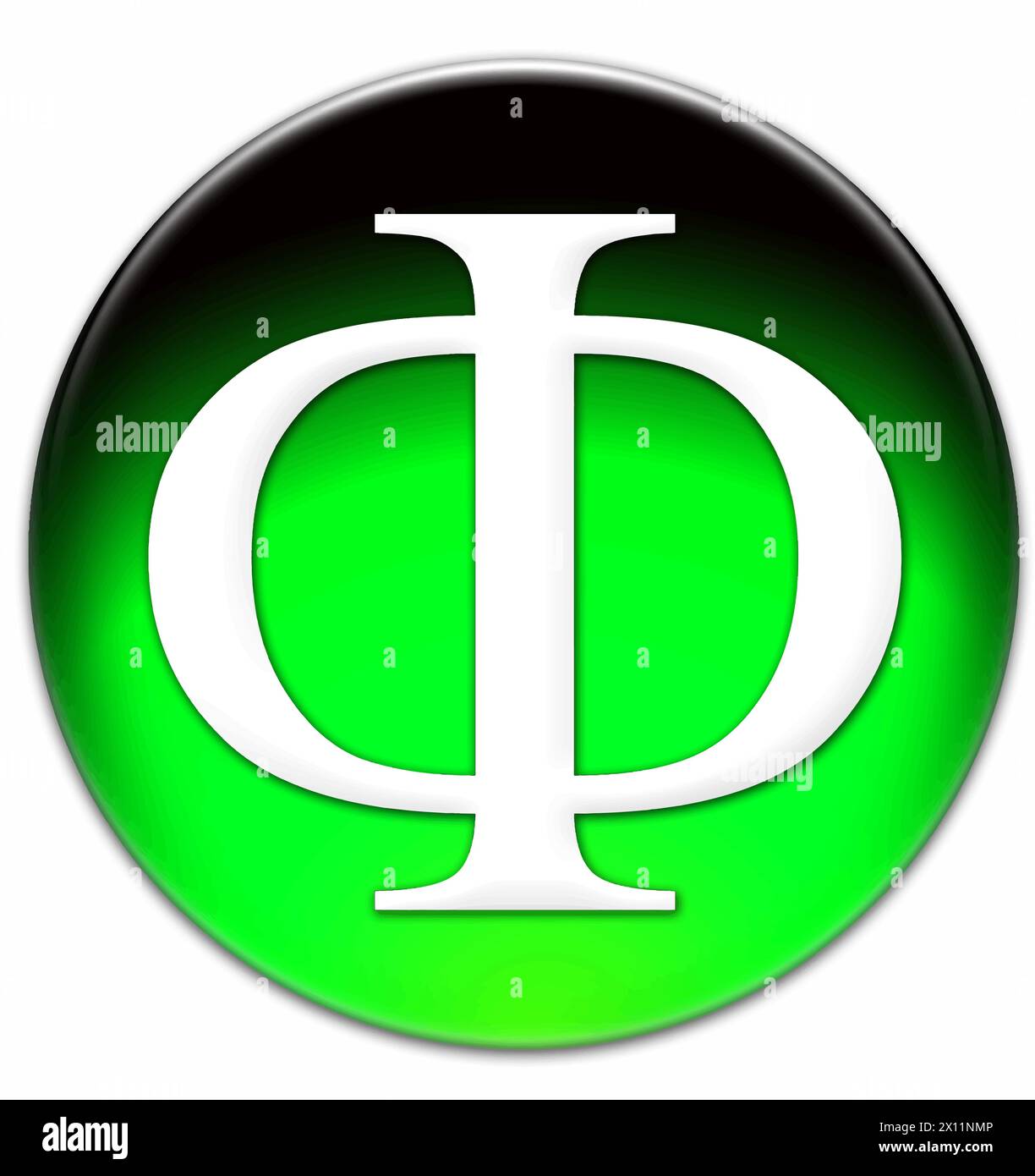 Letter "F" in Russian Times New Roman font type on a green glassy ...