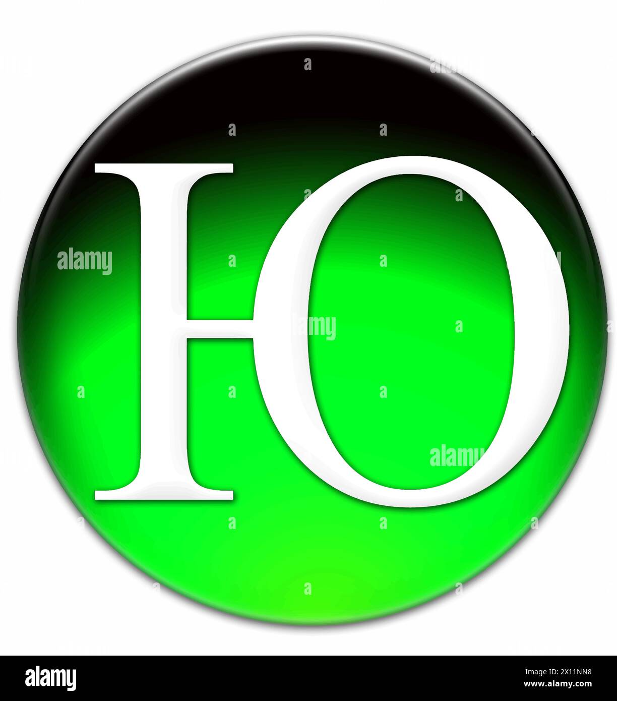 Letter "Yu" in Russian Times New Roman font type on a green glassy ...