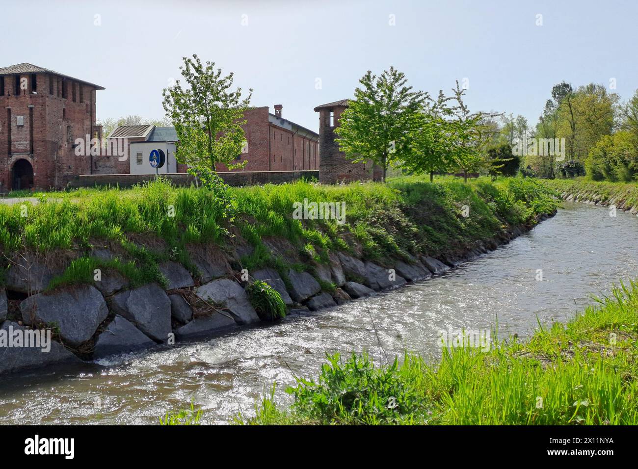 Olona River in Public Park at Legnano Castle, Lombardy, Italy Stock ...
