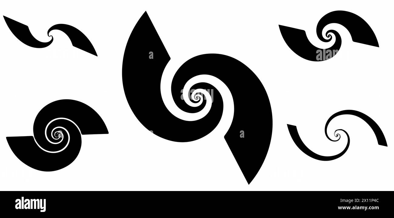 Artistic spiral shapes outline isolated over white background Stock ...