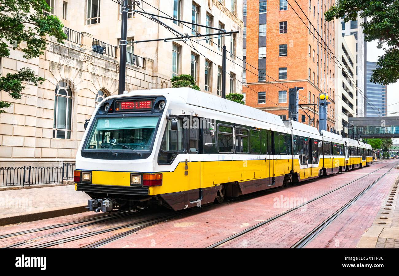 Light Rail Train in Downtown Dallas - Texas, United States Stock Photo ...