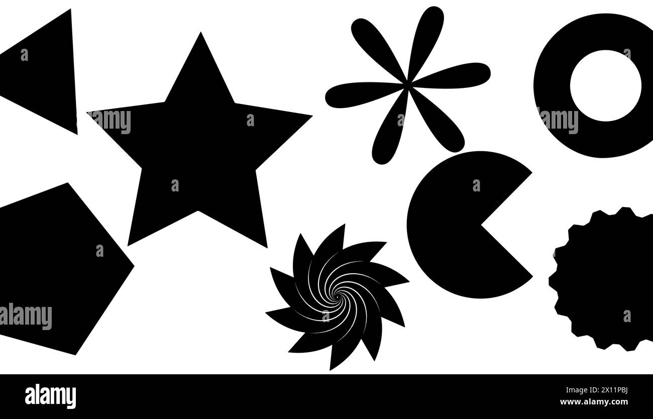 Basic shapes isolated over white background, black and white shapes ...