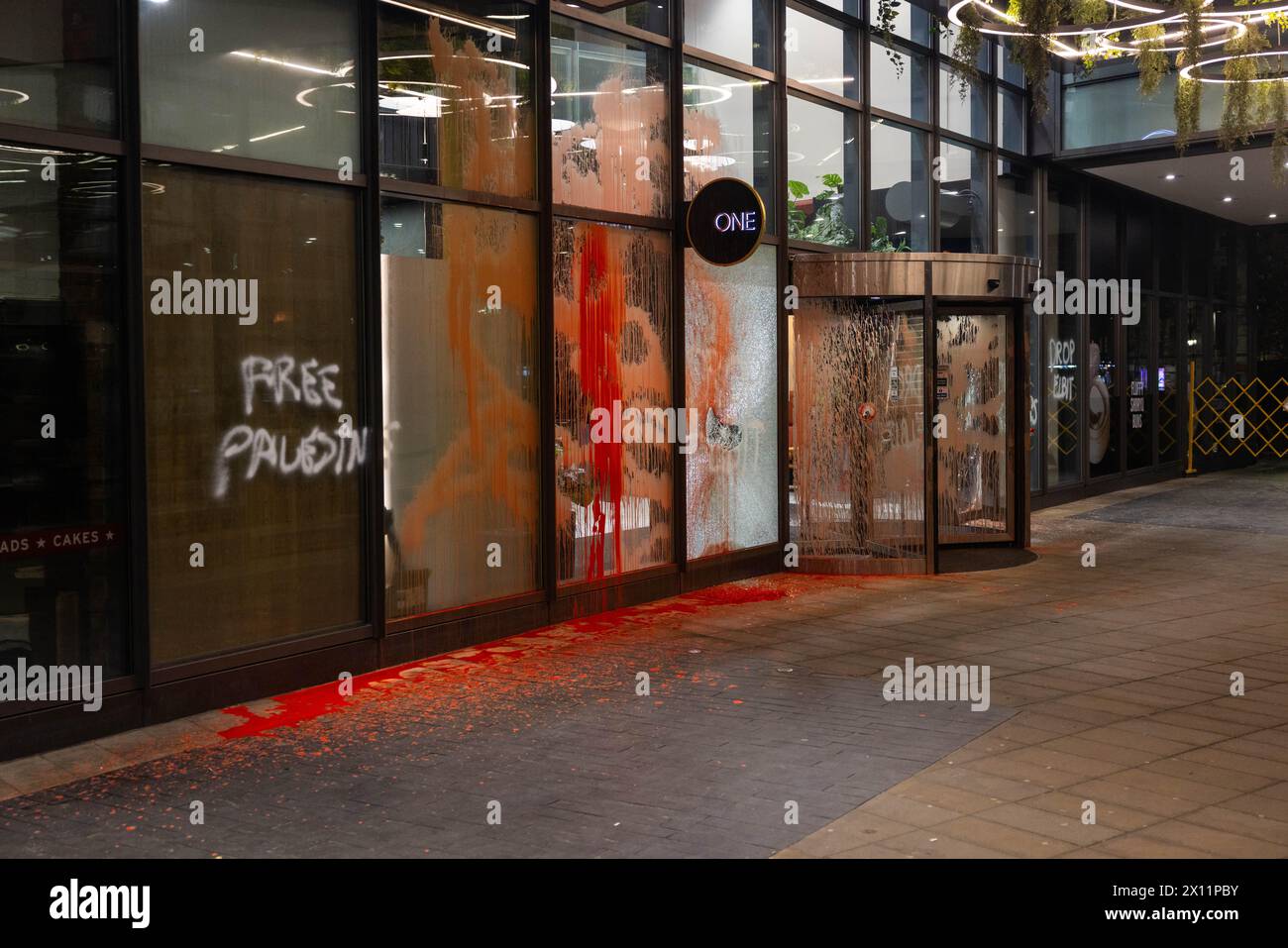 Manchester, UK. 15 APR, 2024. Actvisits target the BNY Mellon, a ...