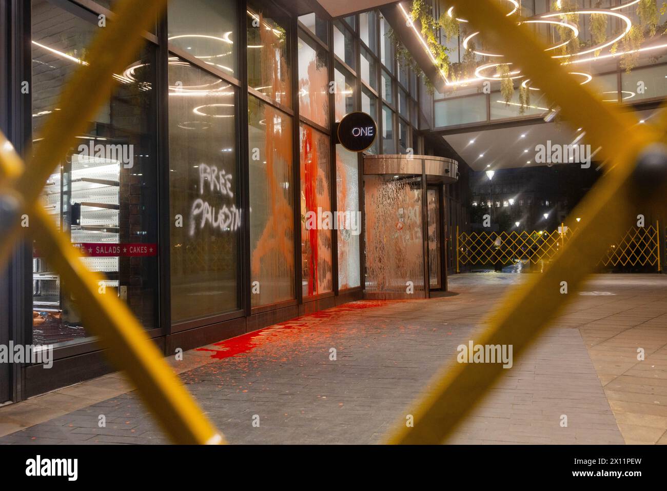 Manchester, UK. 15 APR, 2024. Actvisits target the BNY Mellon, a ...