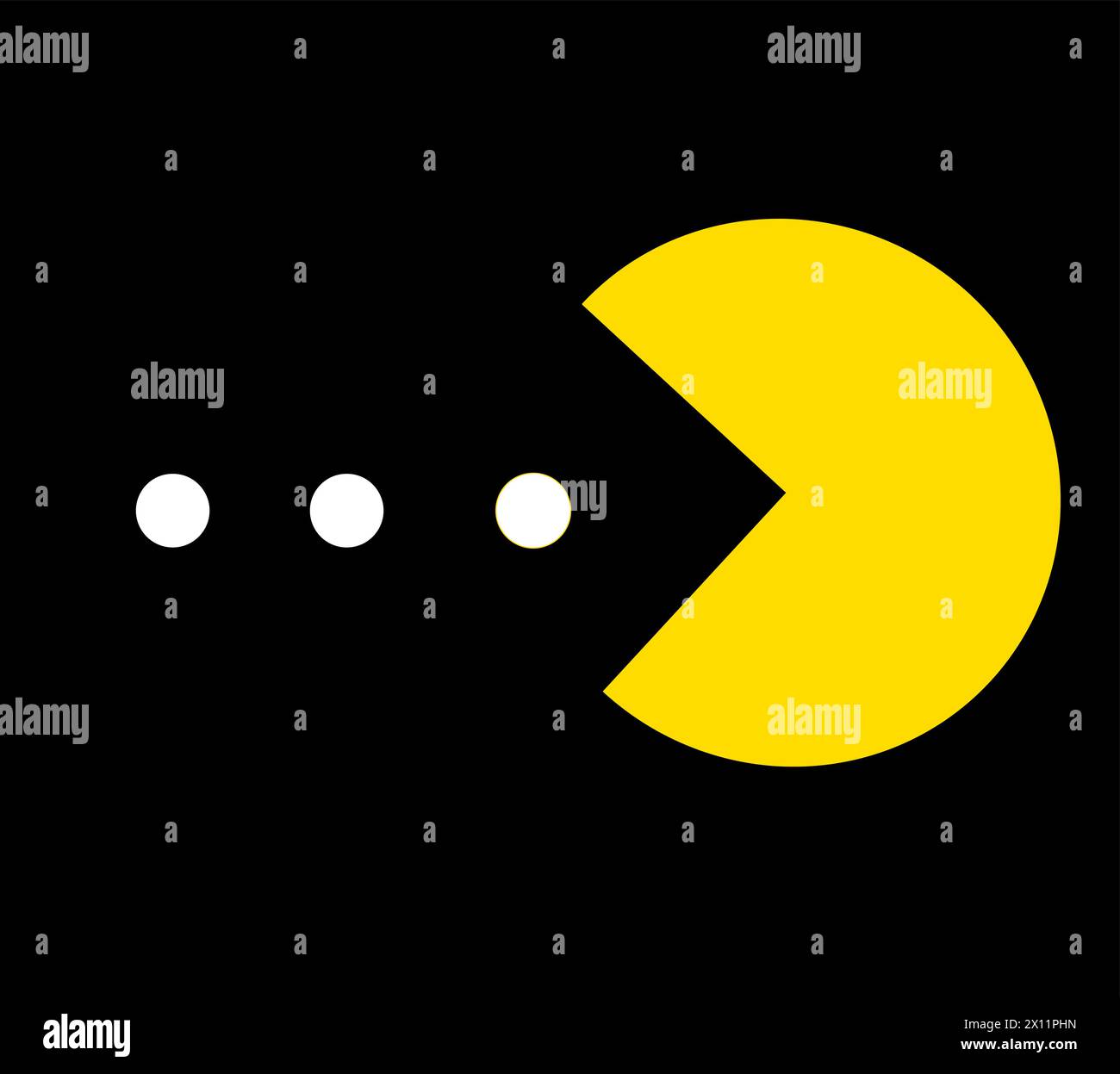 Pac-Man eating white balls, video game theme illustration. Retro games ... Pac-Man eating white balls, video game theme illustration. Retro games ...