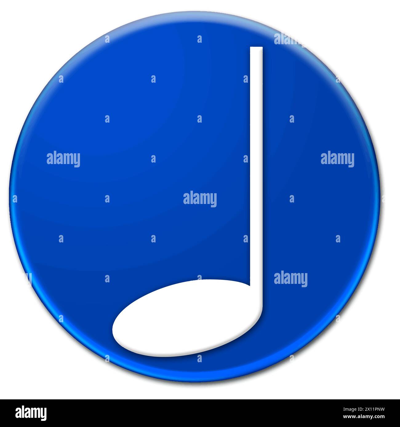 Music note on a blue glassy button isolated over white background Stock ...
