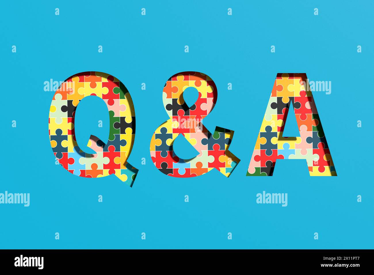 The Q & A questions and answers in colorful puzzle texture design on ...