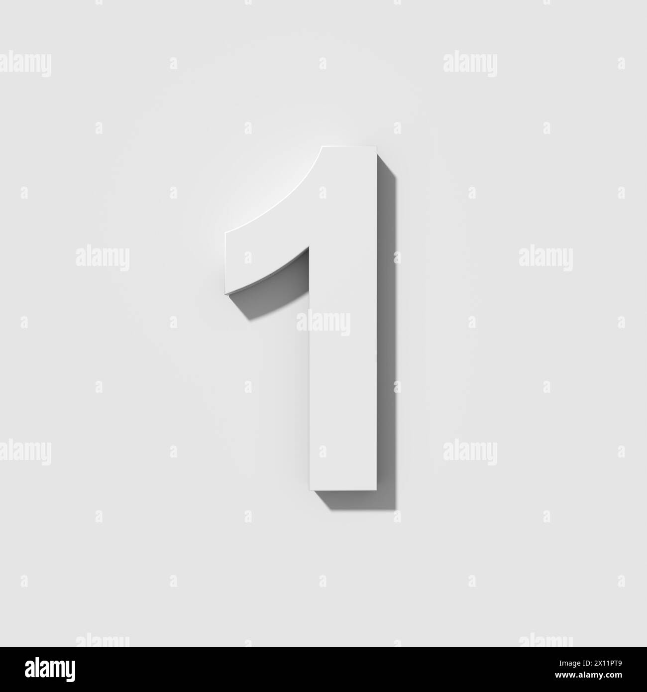 White number one 1 on white background. Top view. 3D render Stock Photo ...