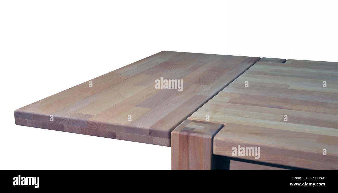 Wooden dinner table surface. Natural wood furniture close view ...