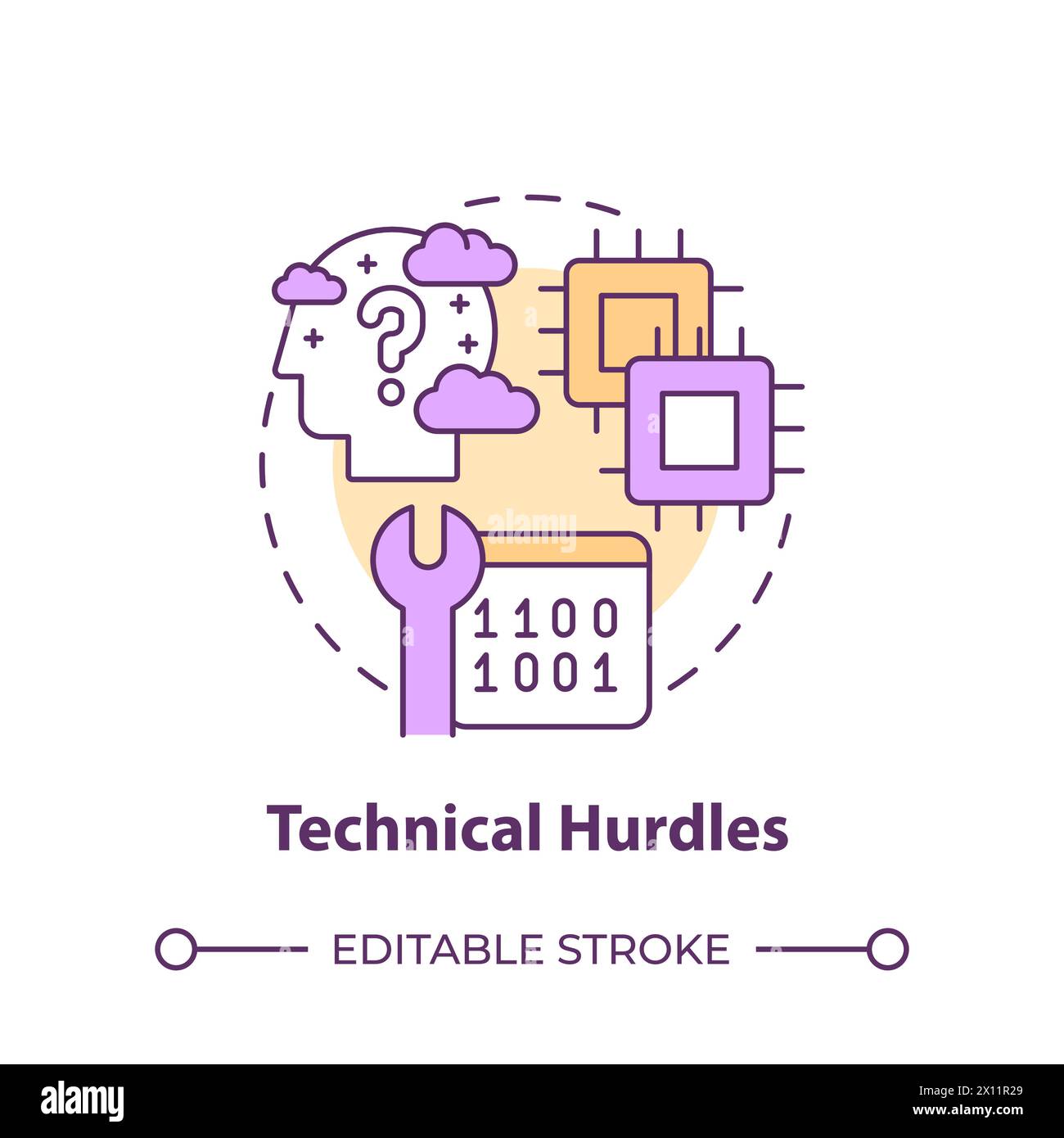 Technical hurdles multi color concept icon Stock Vector Image & Art - Alamy