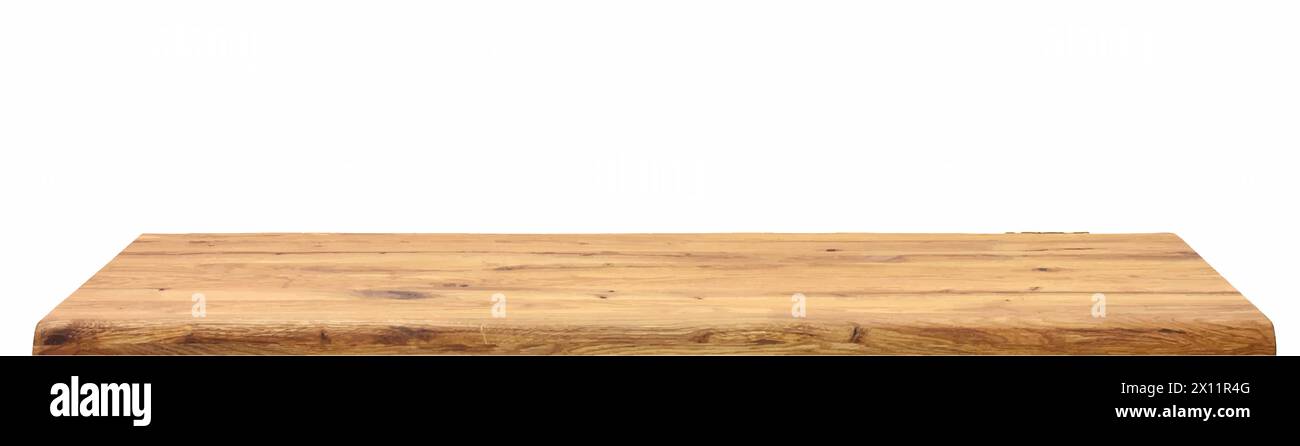 Wooden table top surface isolated over white background. Solid wood ...