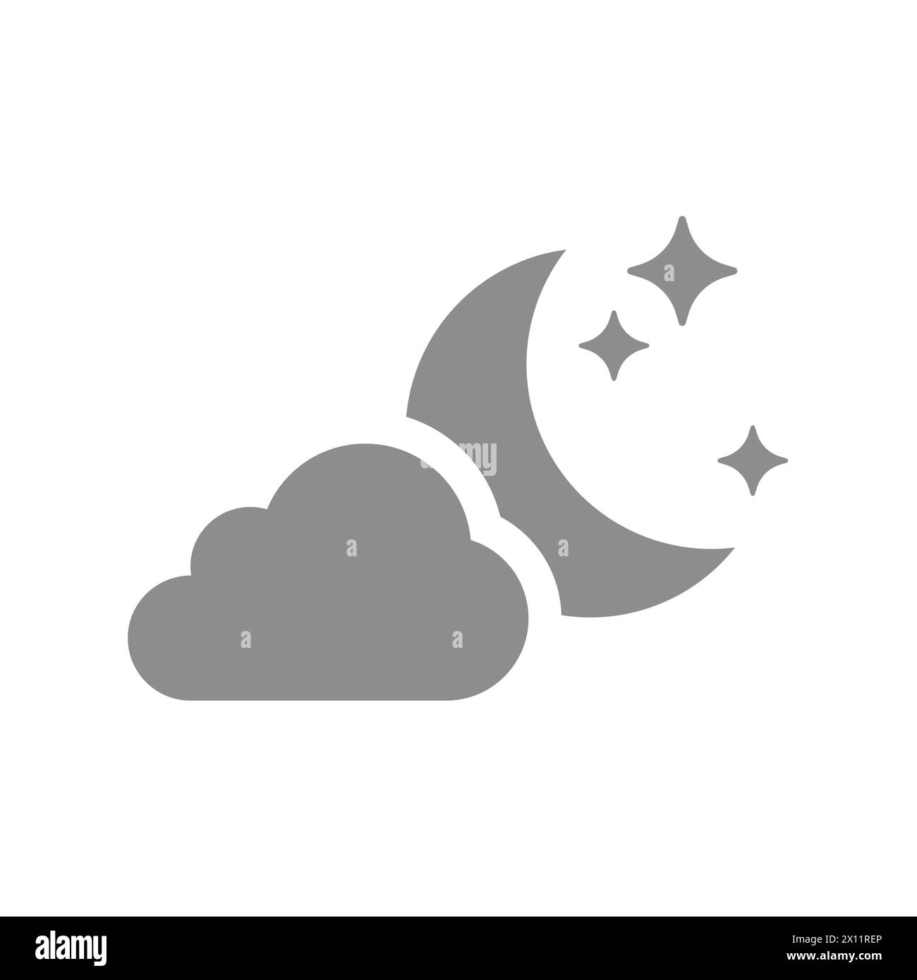 Cloud, moon and stars vector icon. Nighttime, sleeping or weather ...