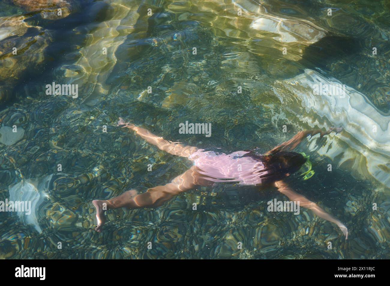 Thermal pool in archeological site of Hierapolis. Pamukkale landmark ...