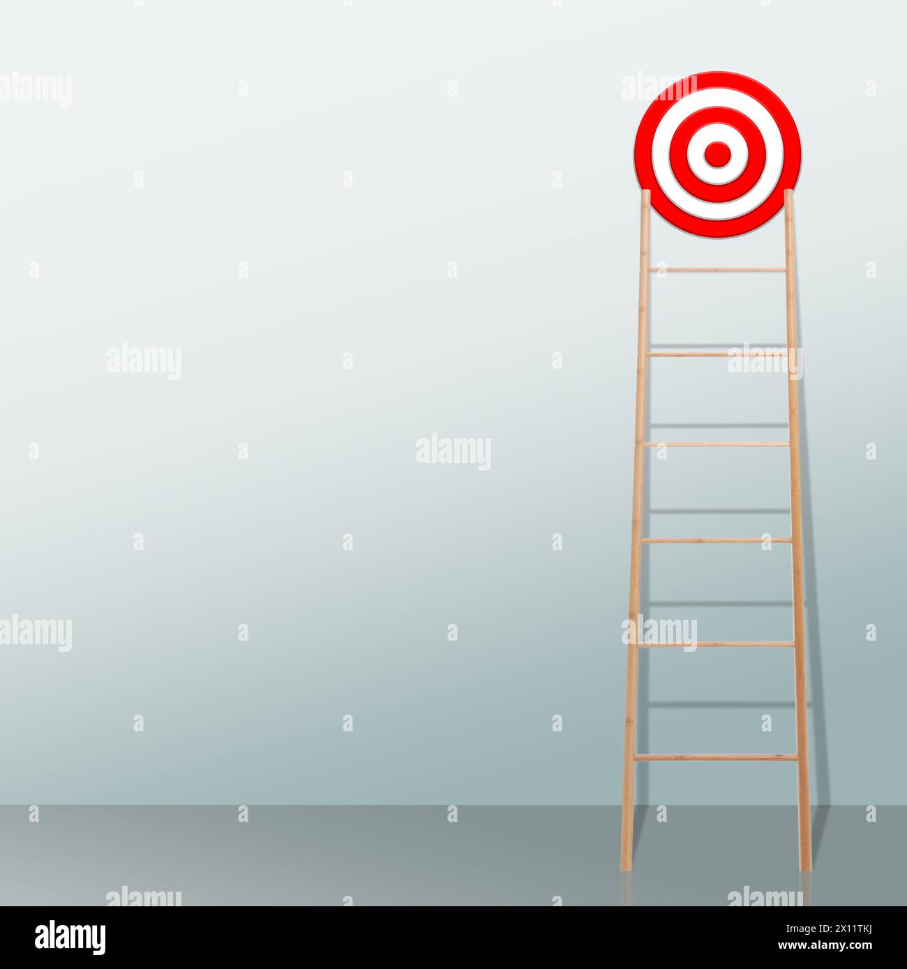 Target and achievement concept. Wooden ladder leading to bullseye near ...