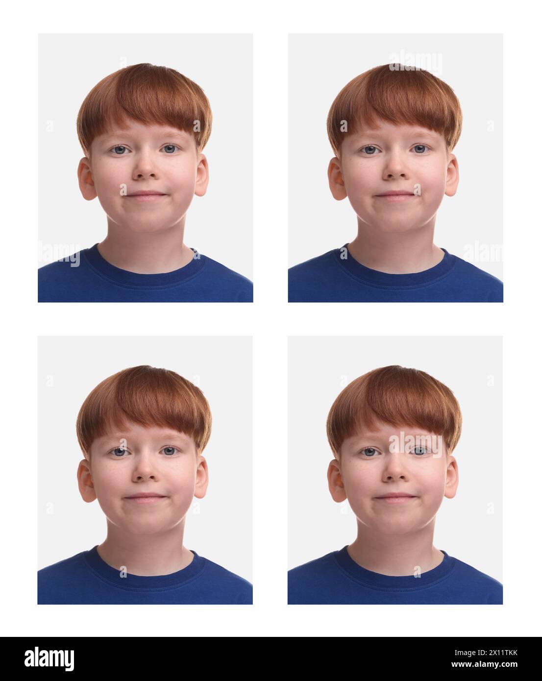 Passport photo, collage. Boy on white background, set of photos Stock ...