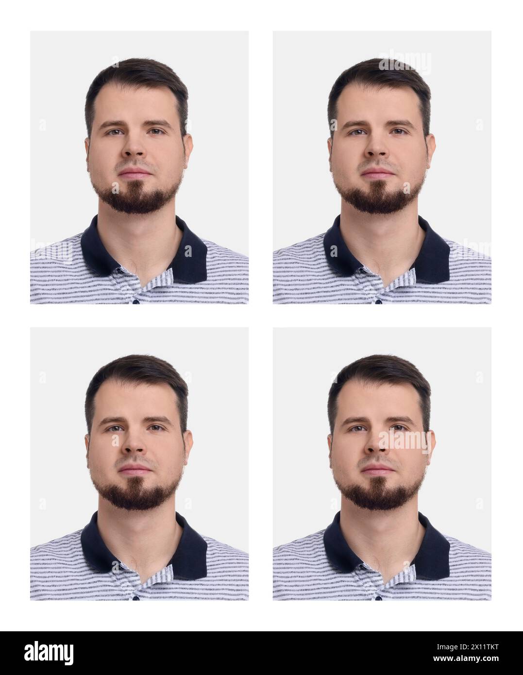 Passport photo, collage. Man on white background, set of photos Stock ...