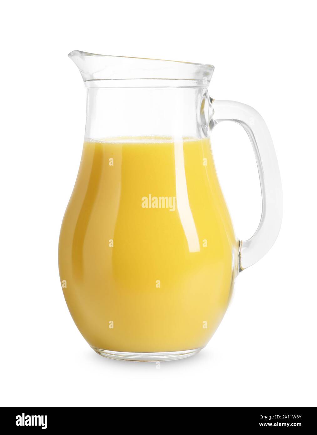 Refreshing orange juice in jug isolated on white Stock Photo - Alamy