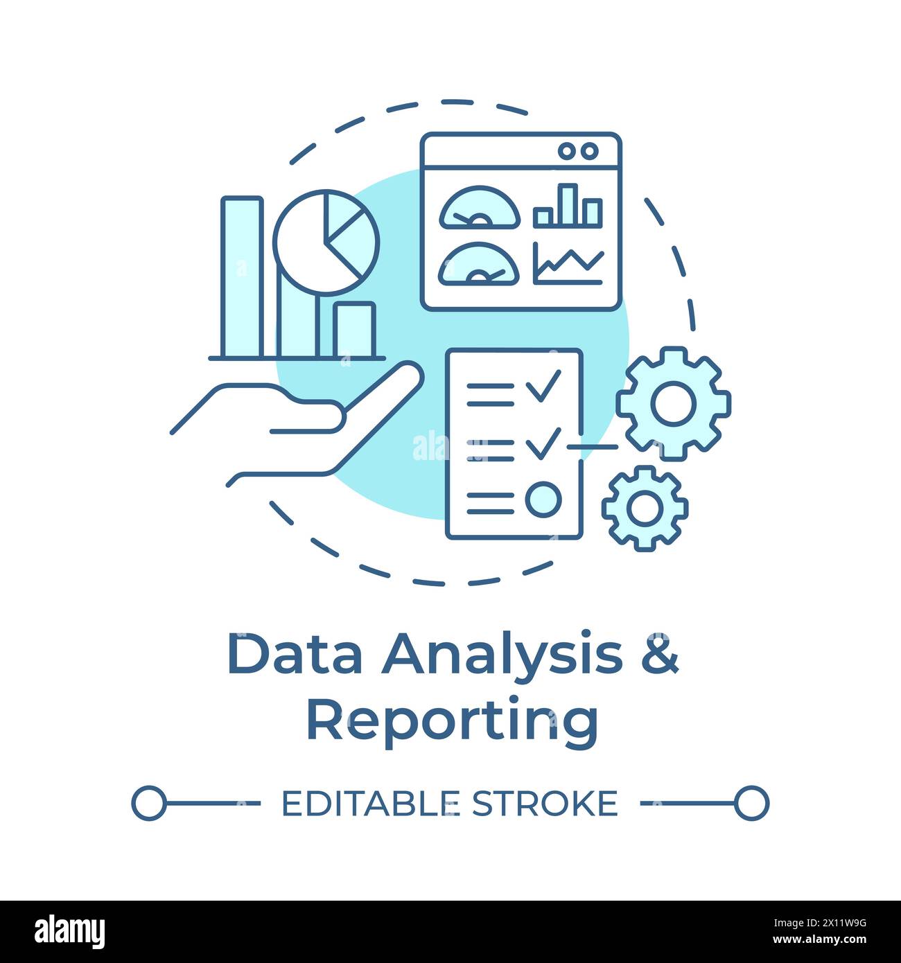 Data analysis and reporting soft blue concept icon Stock Vector Image ...