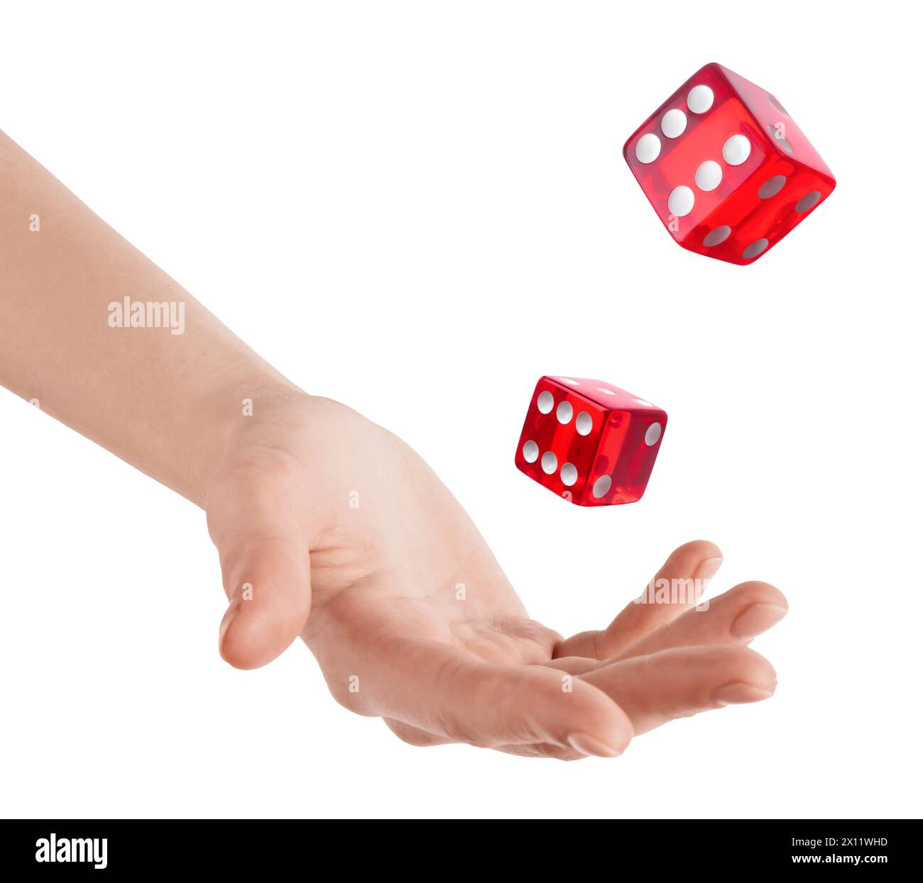 Man throwing red dice on white background, closeup Stock Photo - Alamy