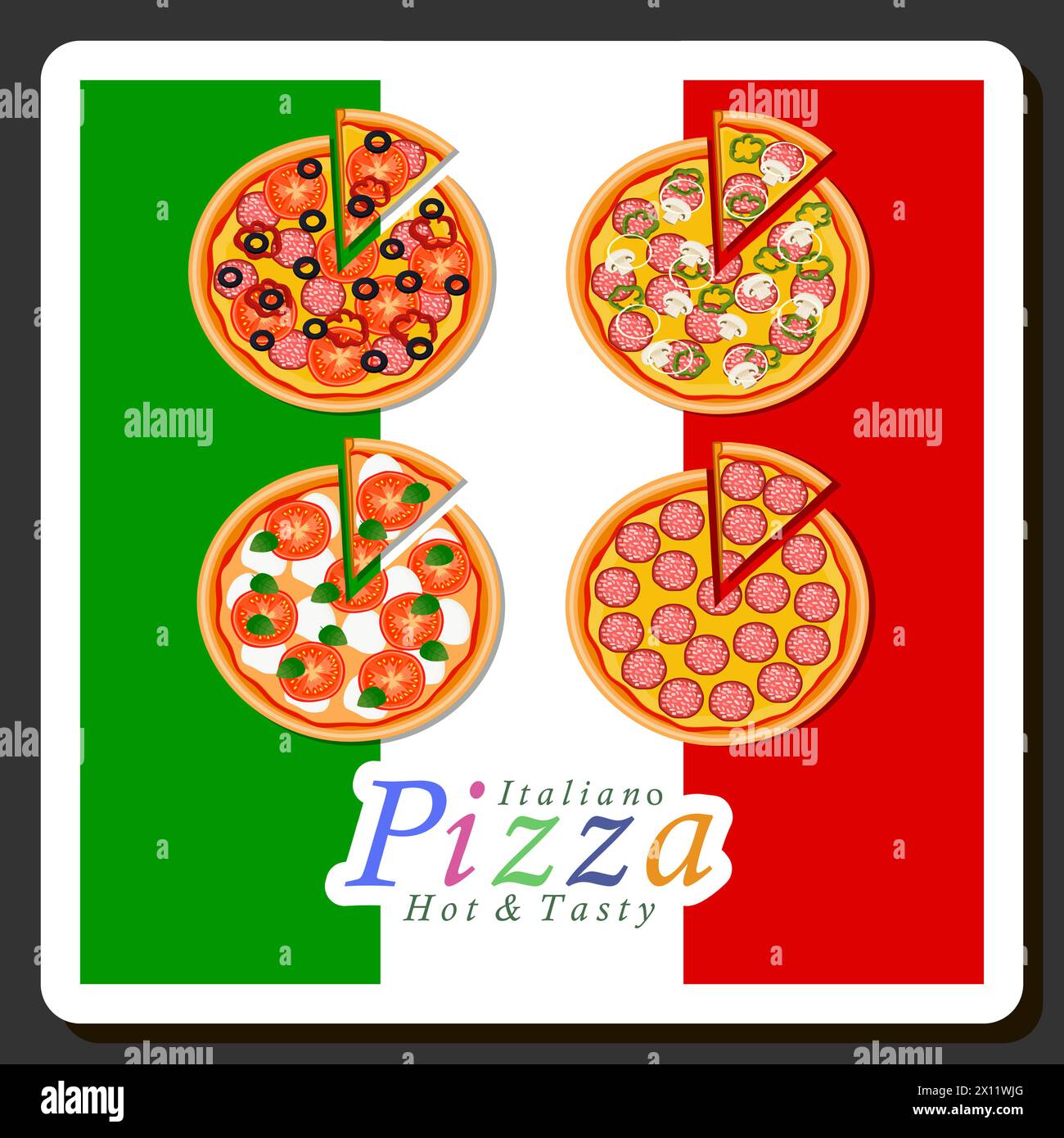 Fresh baked pizza margherita Stock Vector Images - Alamy