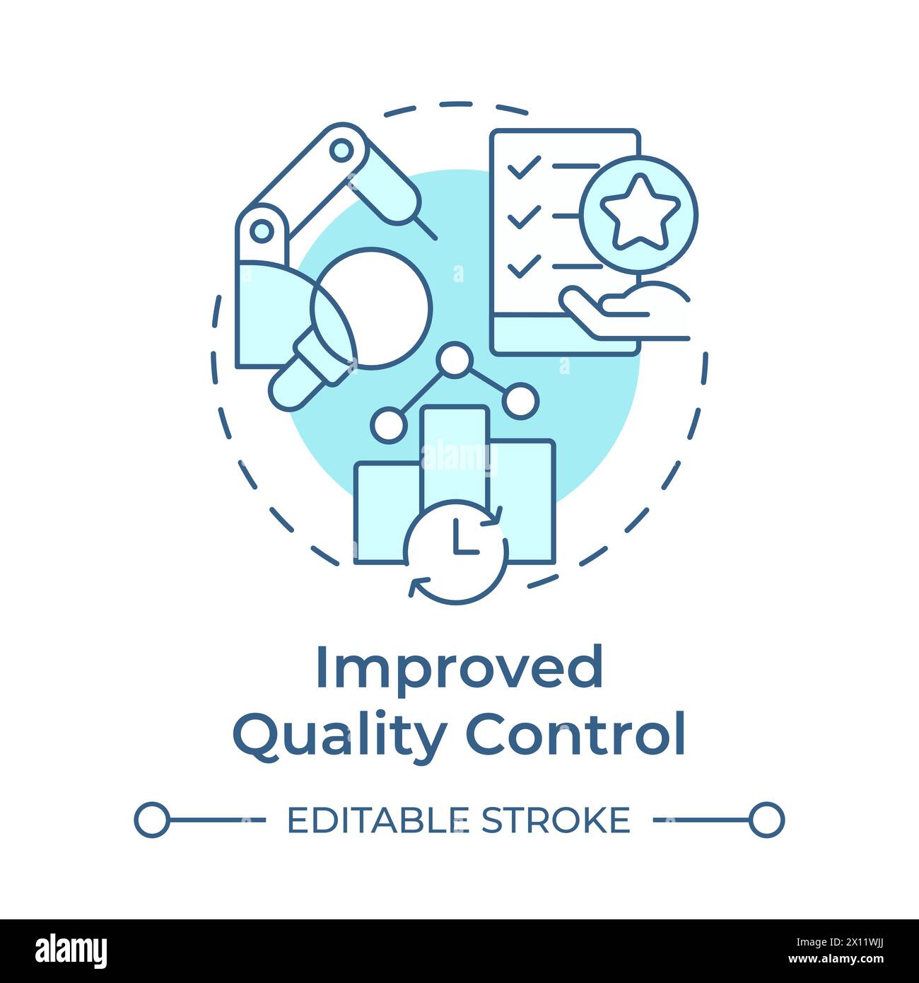 Improved quality control soft blue concept icon Stock Vector Image ...