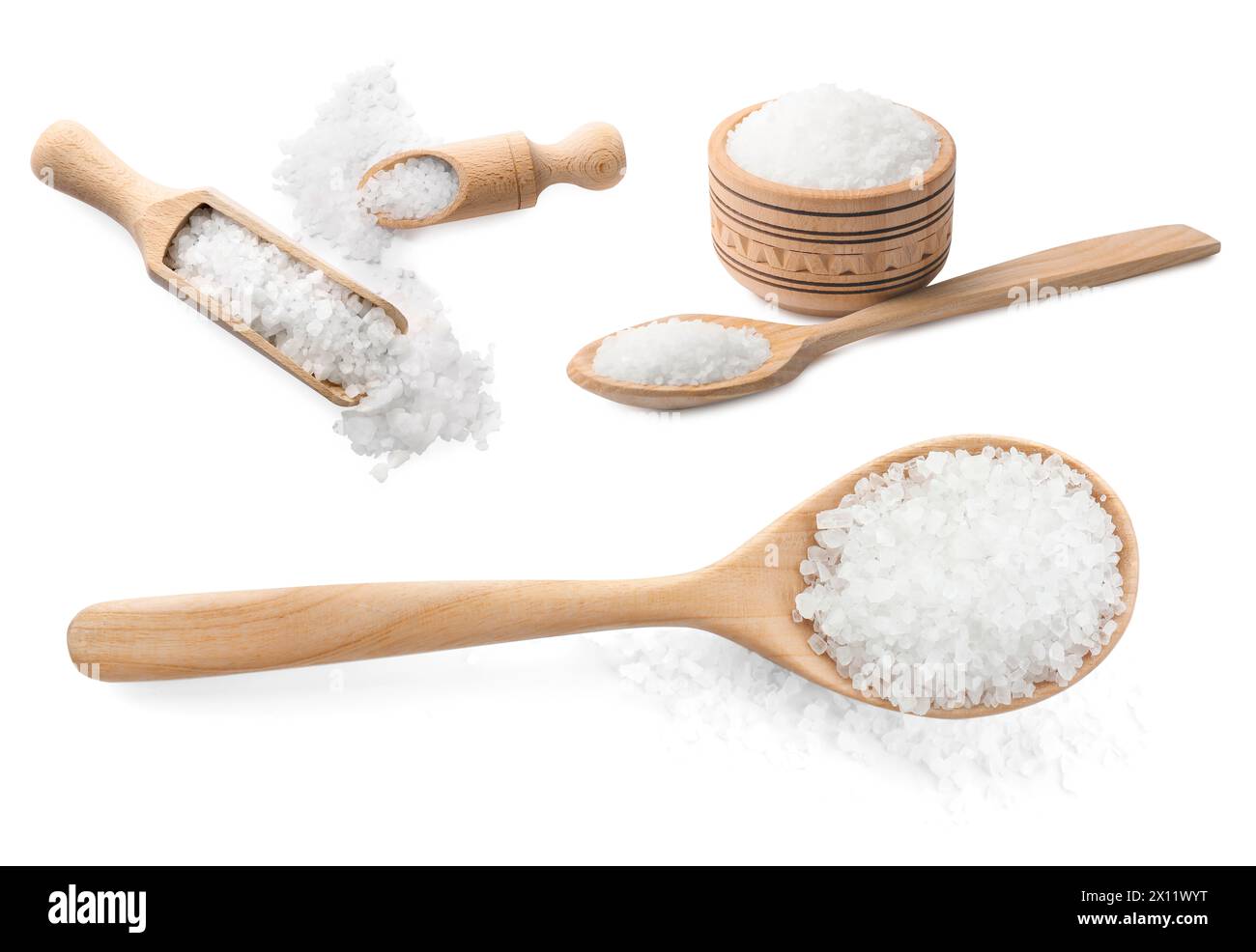 Set of natural salt isolated on white Stock Photo - Alamy