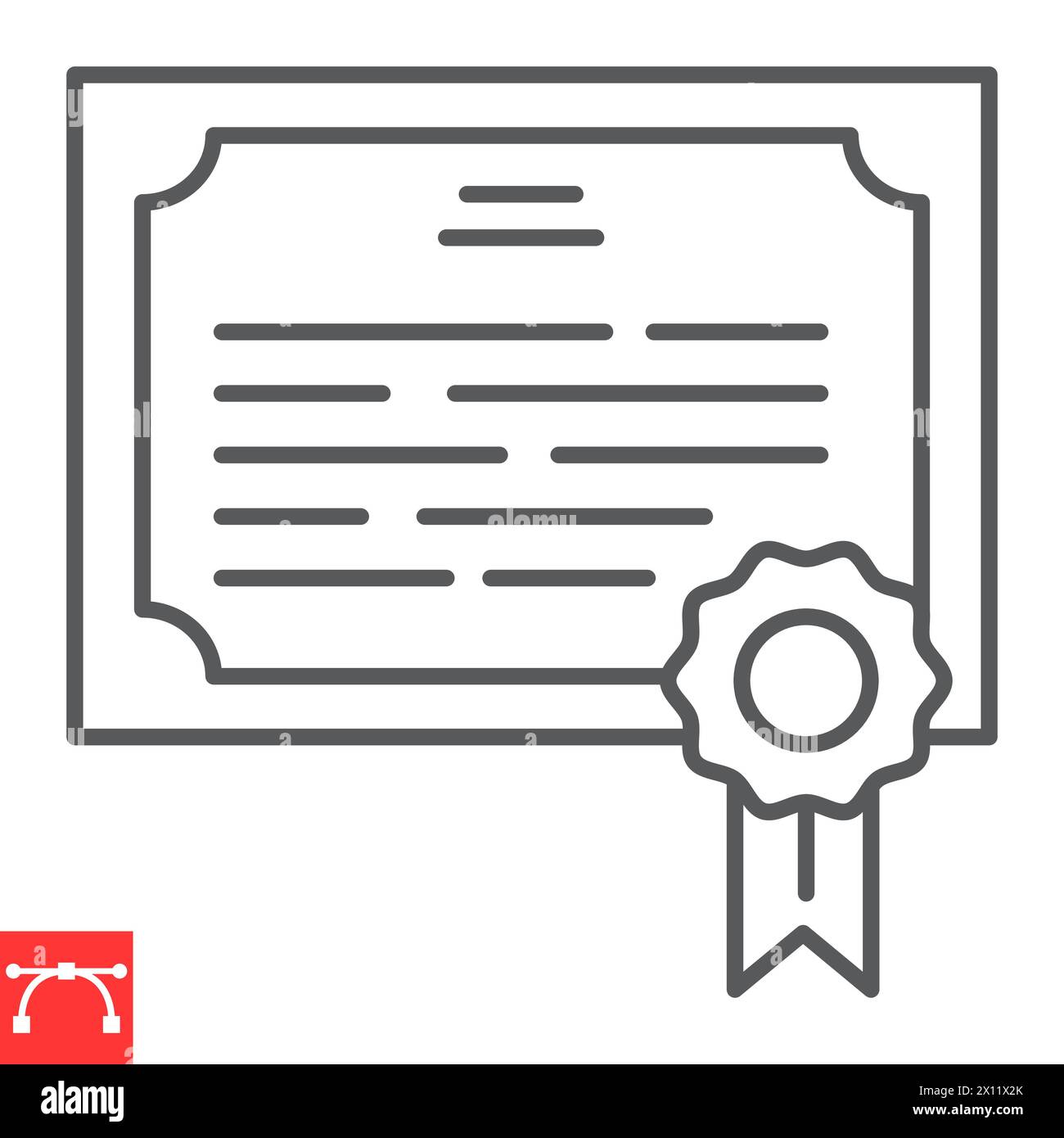 Certificate line icon, e-learning and online education, diploma vector ...