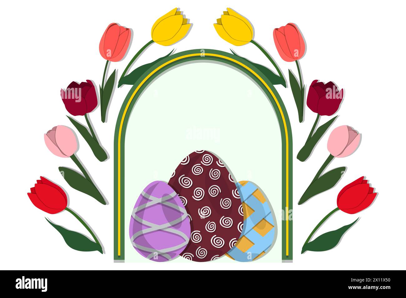 Illustration on theme celebration holiday Easter with hunt colorful ...