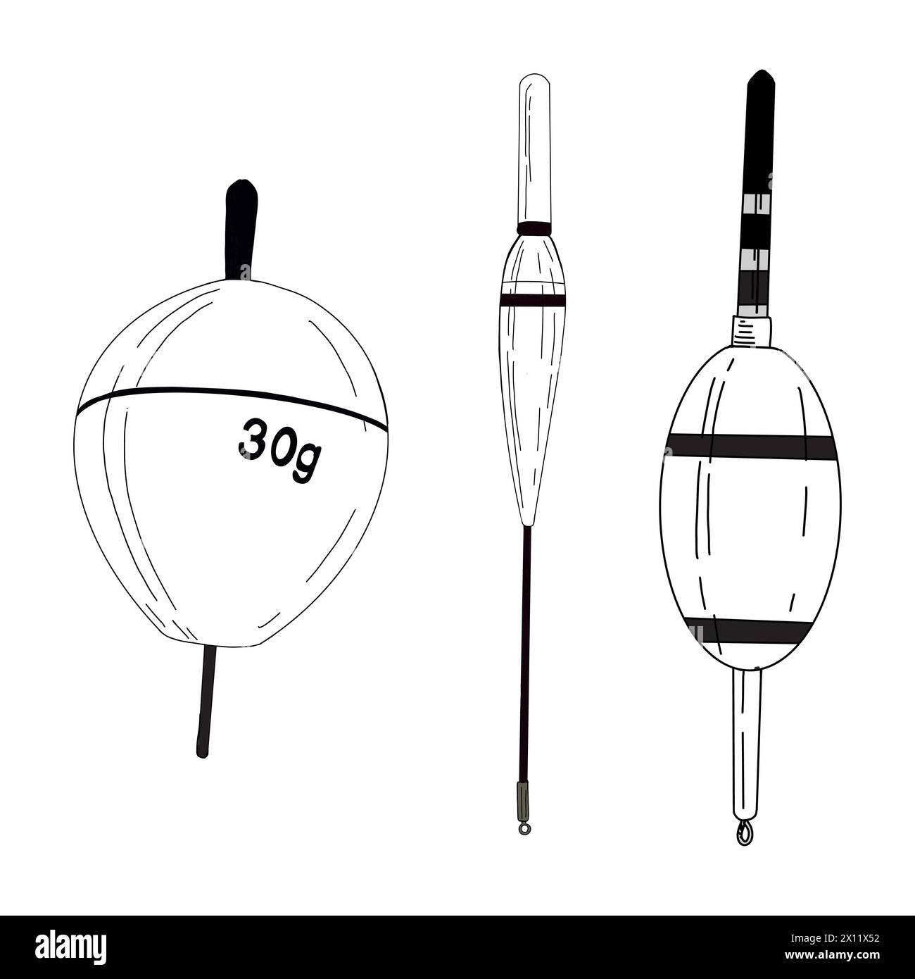 Fishing float bobber cork vector illustration tackle set. Bait minnow ...