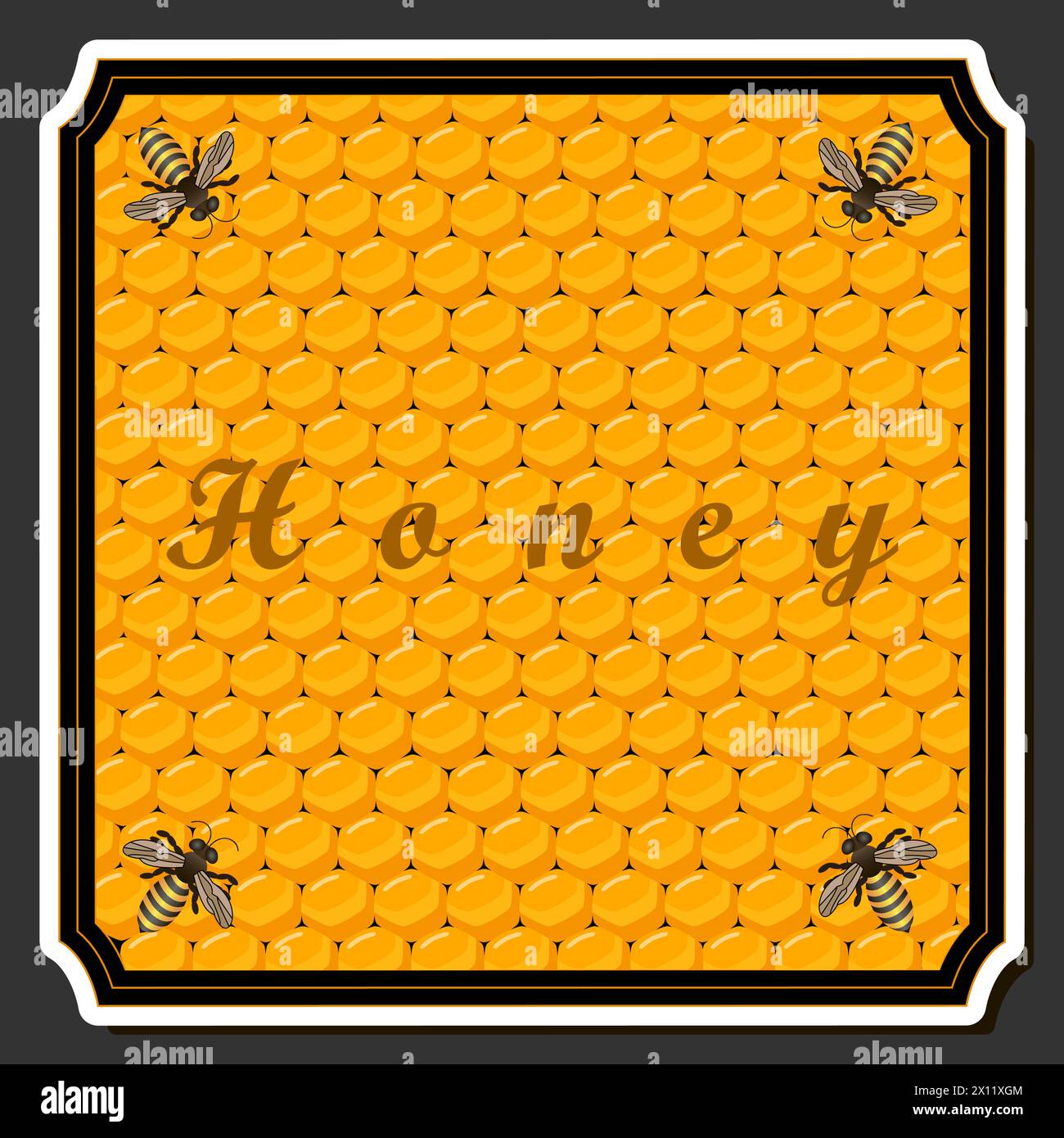 Illustration on theme for label of sugary flowing down honey in ...