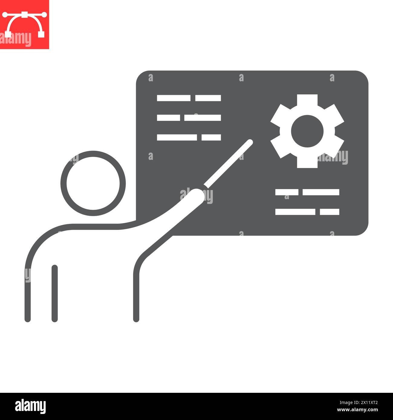 Training glyph icon, e-learning and teacher explain education ...