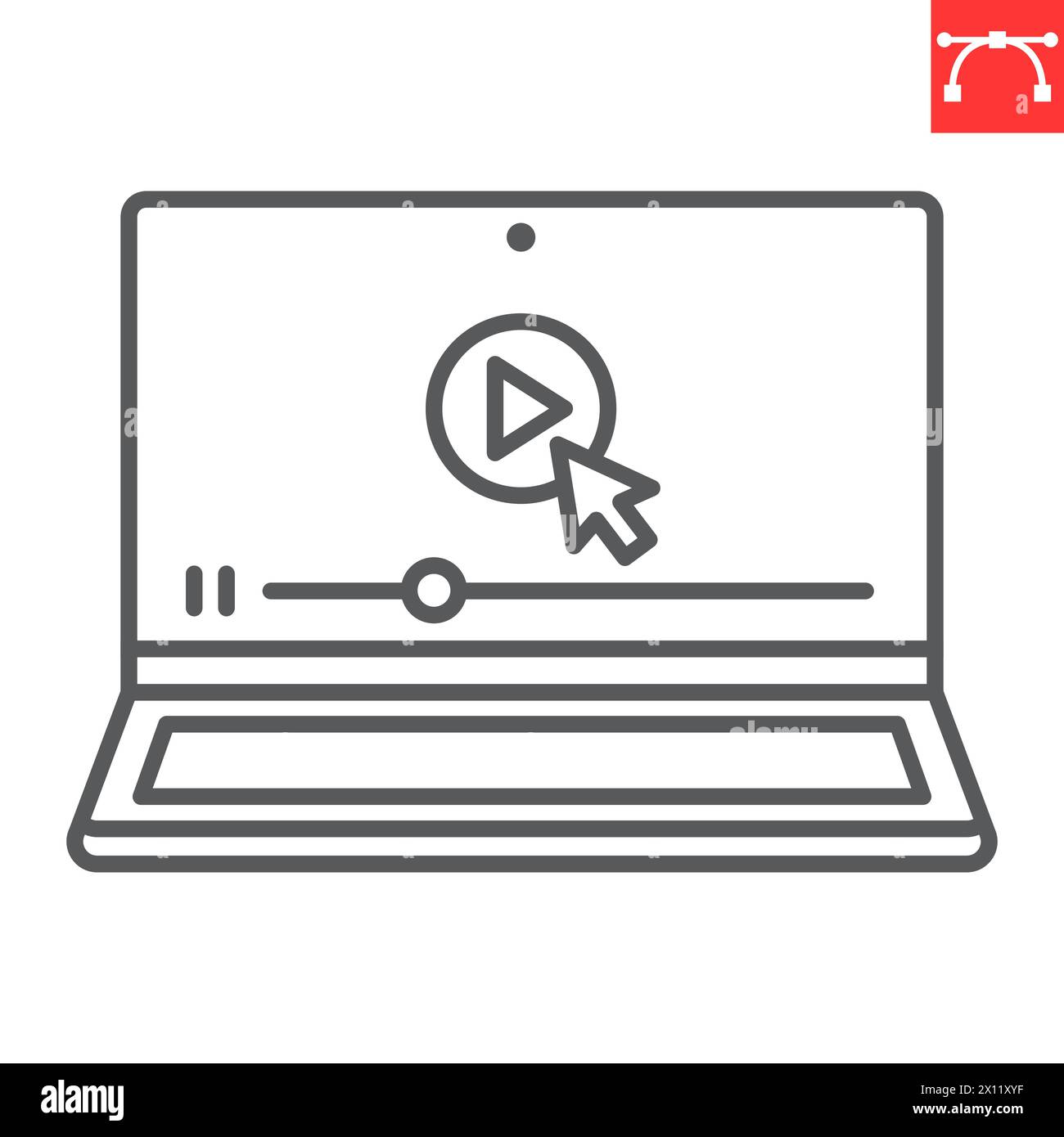 Online courses line icon, business and online education, video tutorial ...