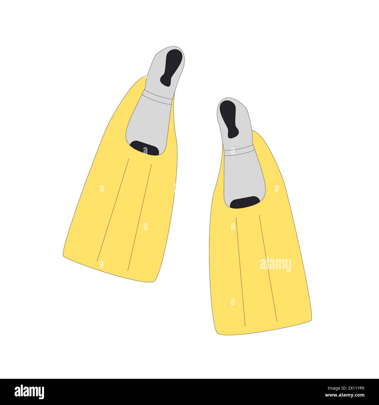 Flipper isolated on white background. Pair of diving fins. Line art ...