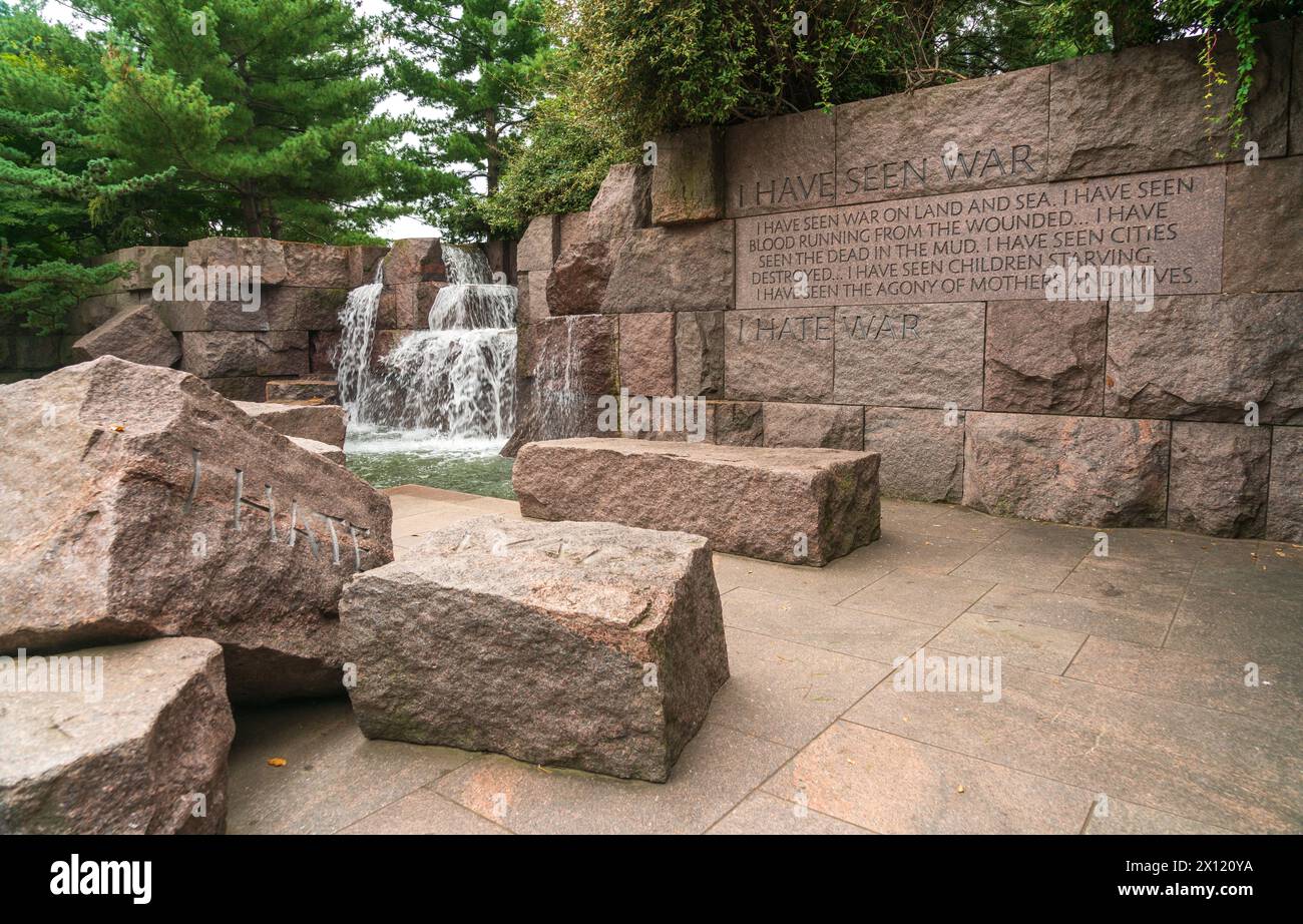 The Waterfall in Room Three of the Franklin Delano Roosevelt Memorial ...
