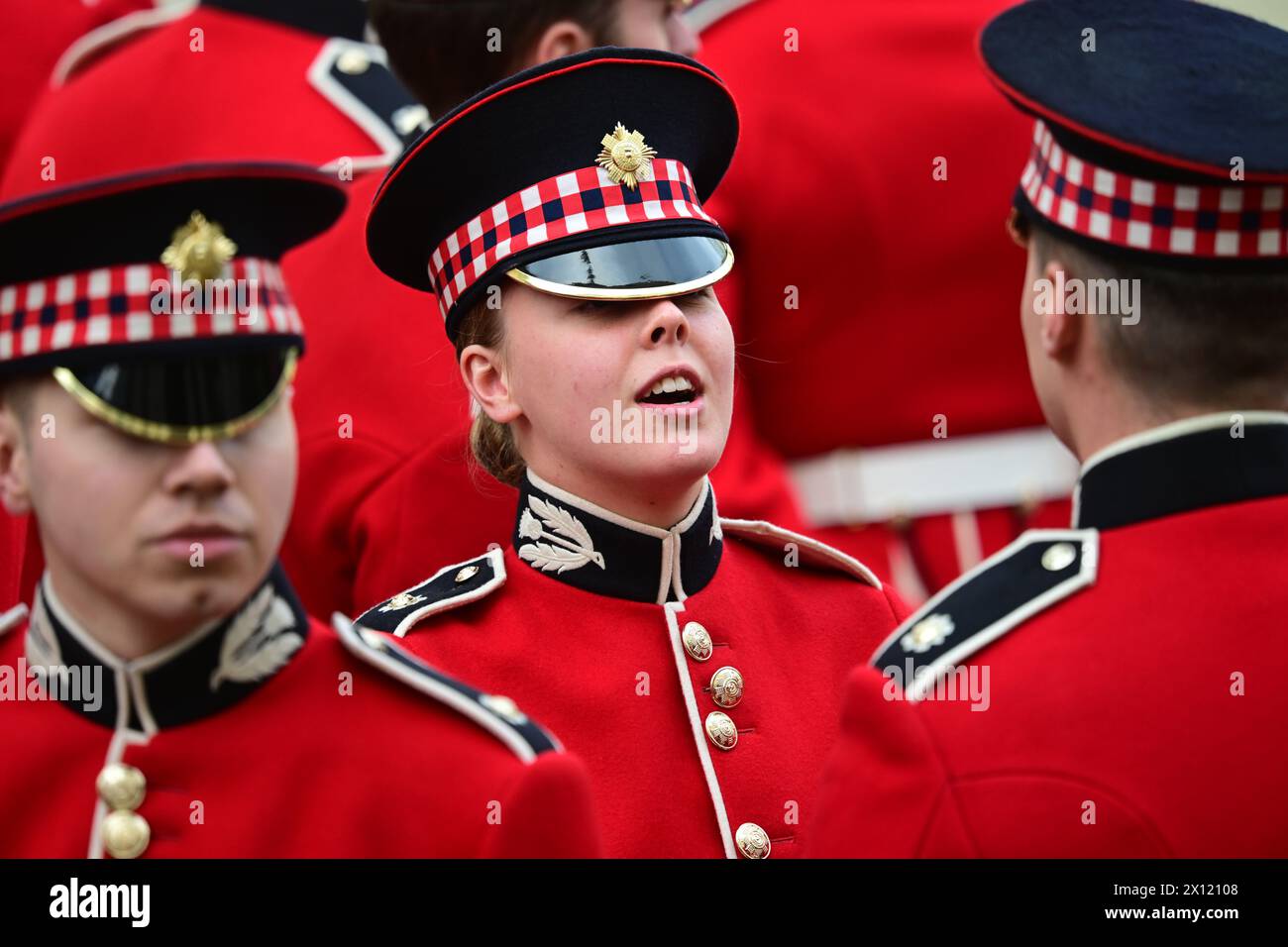London, UK. 14th Apr, 2024. The Scots Guards Regimental family gather ...