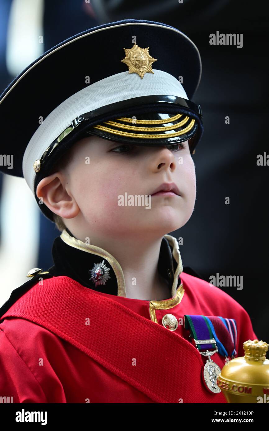London, UK. 14th Apr, 2024. The Scots Guards Regimental family gather ...