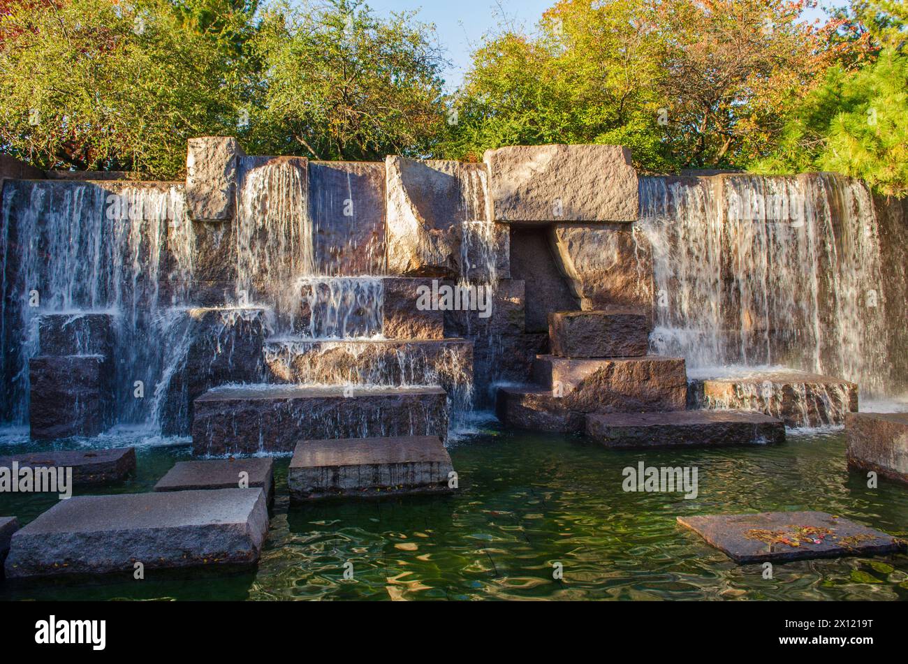 The Waterfall in Room Three of the Franklin Delano Roosevelt Memorial ...