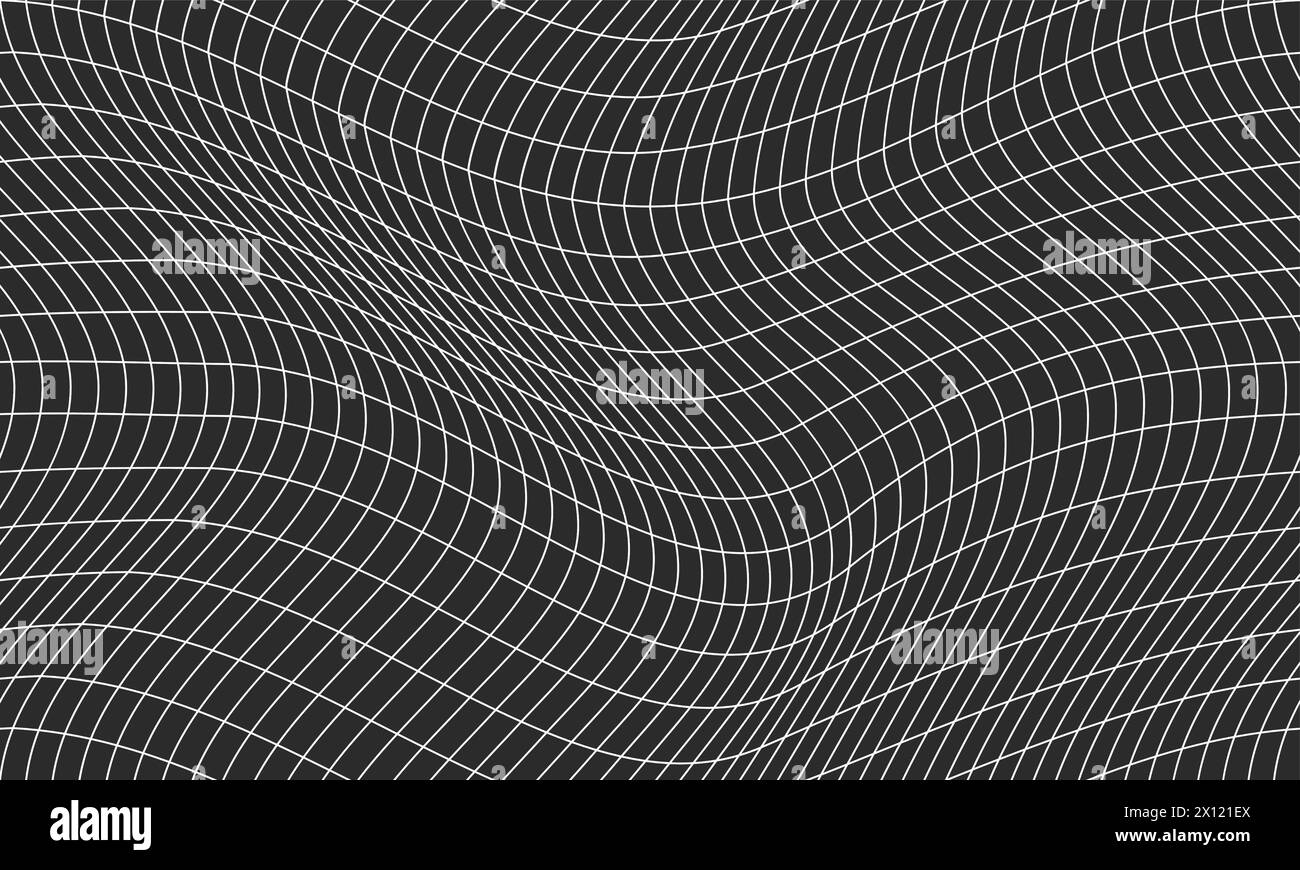 Primitive Monochrome Retro Futurism Seamless Pattern Abstract Brutalist Geometric Wavy Grid