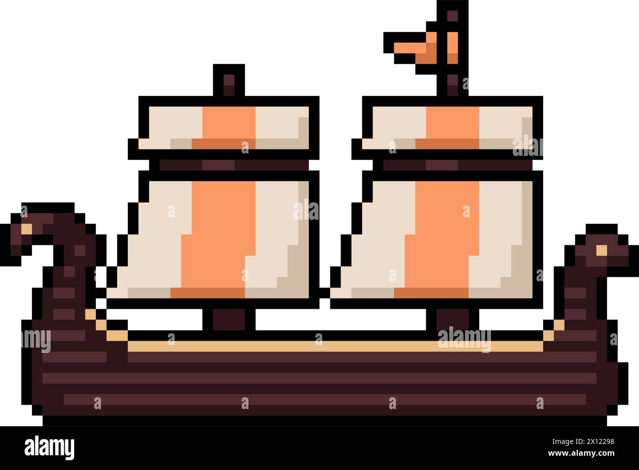 pixel art of ancient ship side isolated background Stock Vector Image ...