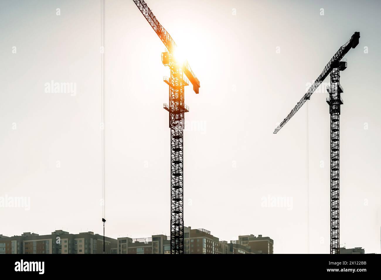 Construction industry building. Construction industry site with cranes ...