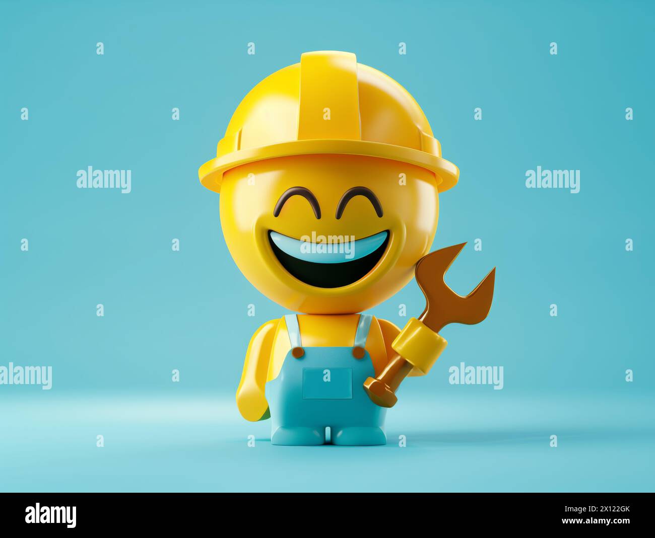 Smilie face engineer 3d render emoticon Stock Photo - Alamy