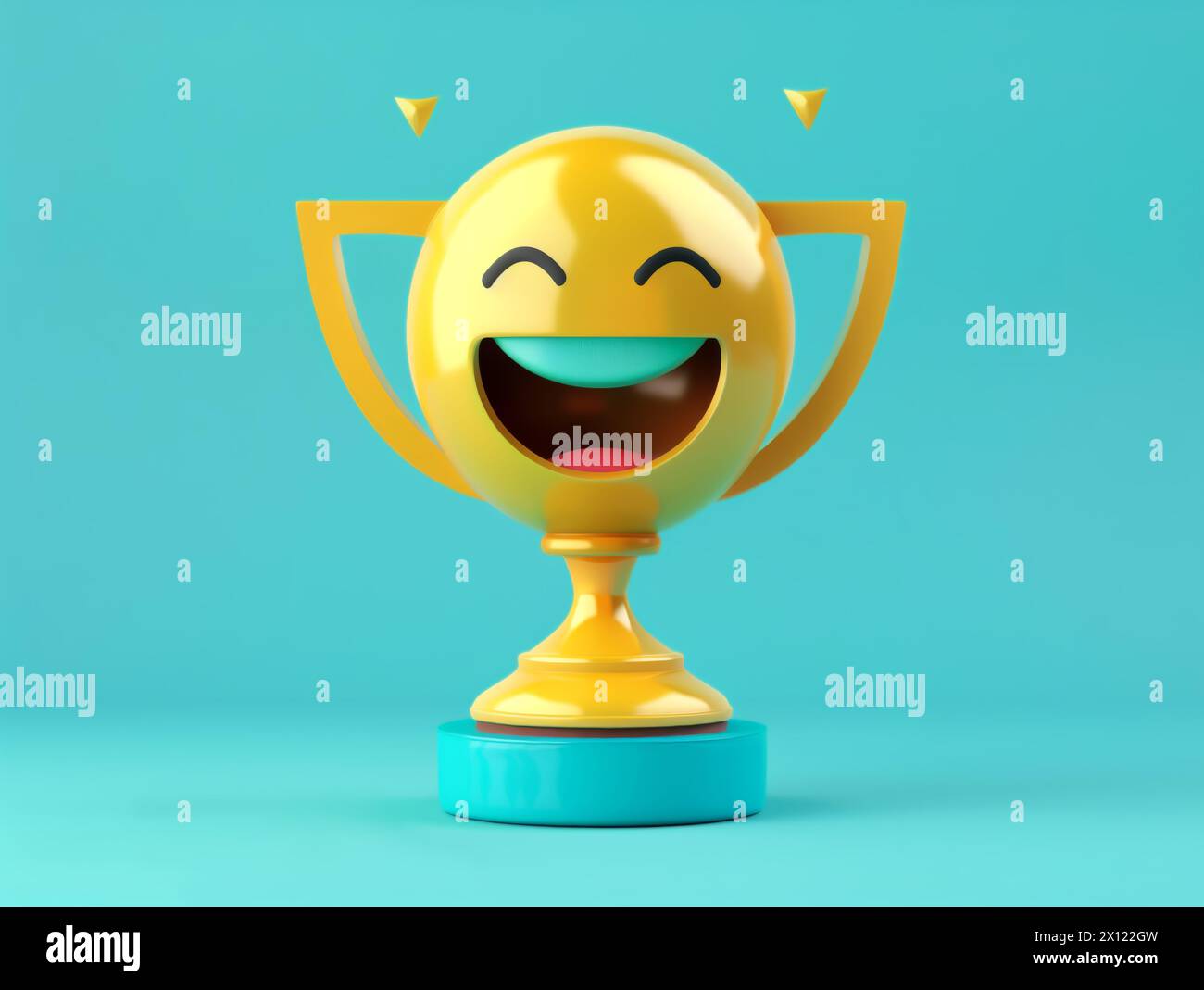 Smilie face award 3d render emoticon Stock Photo - Alamy